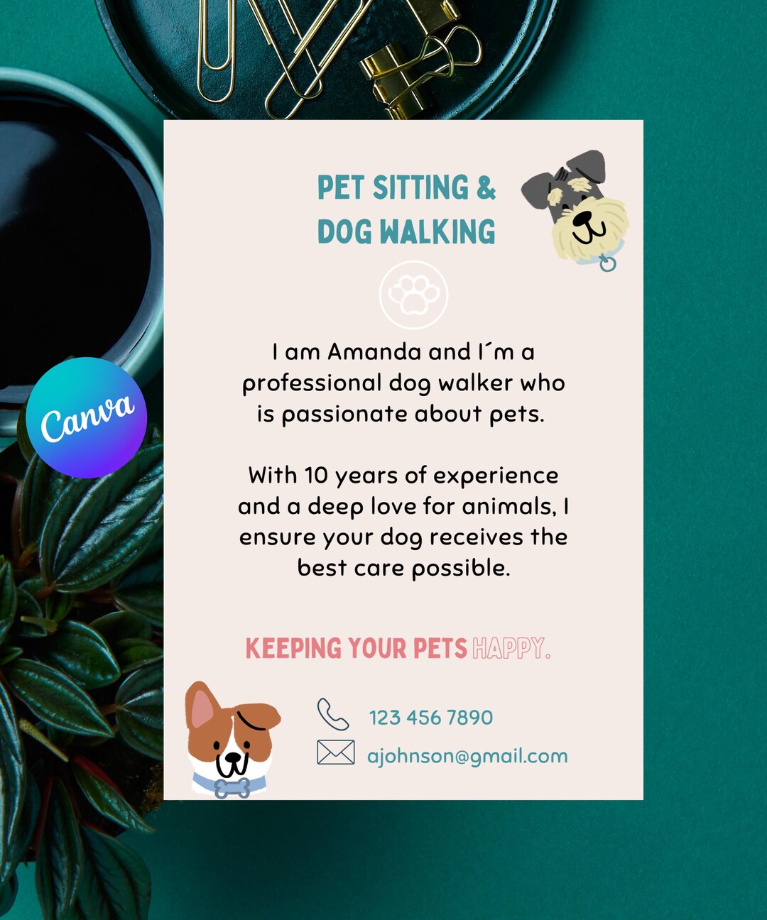 Editable and Printable Pet Sitting Flyer Template, Dog Walking, Pet ...