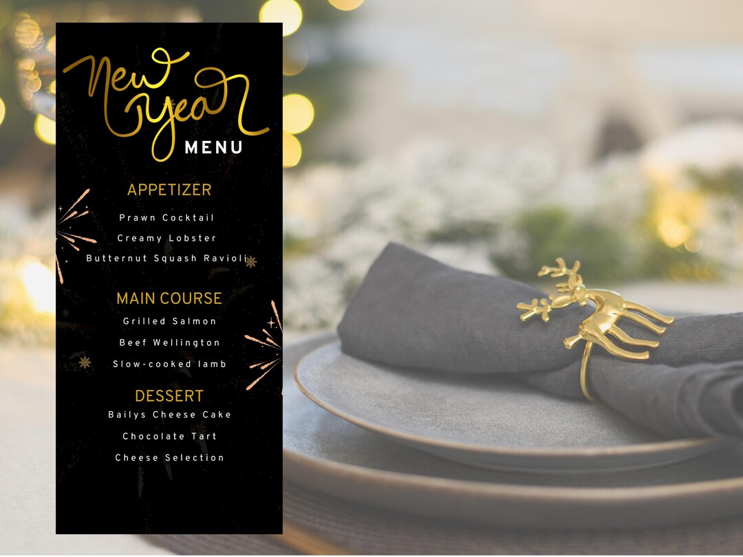 Elegant New Years Menu Card Aesthetic Editable Menu Template ...