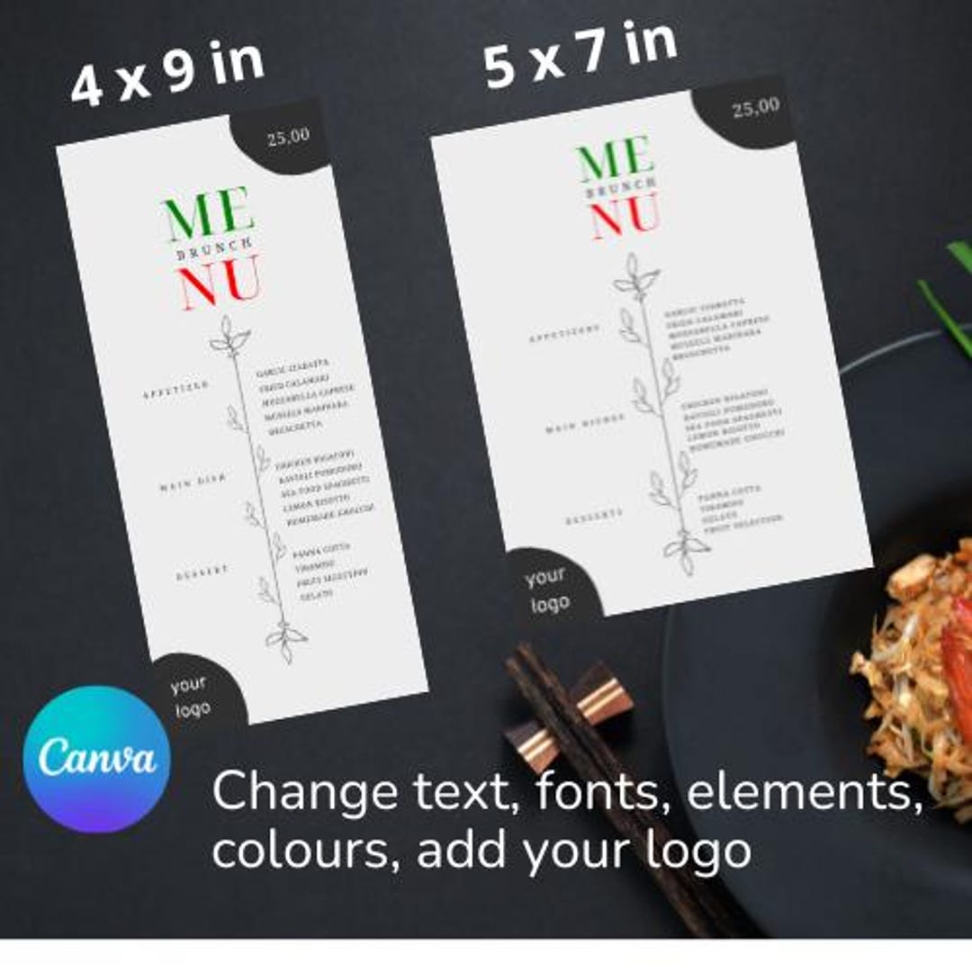 Elegant Italian Restaurant Menu Template Editable Minimalistic Stylish ...