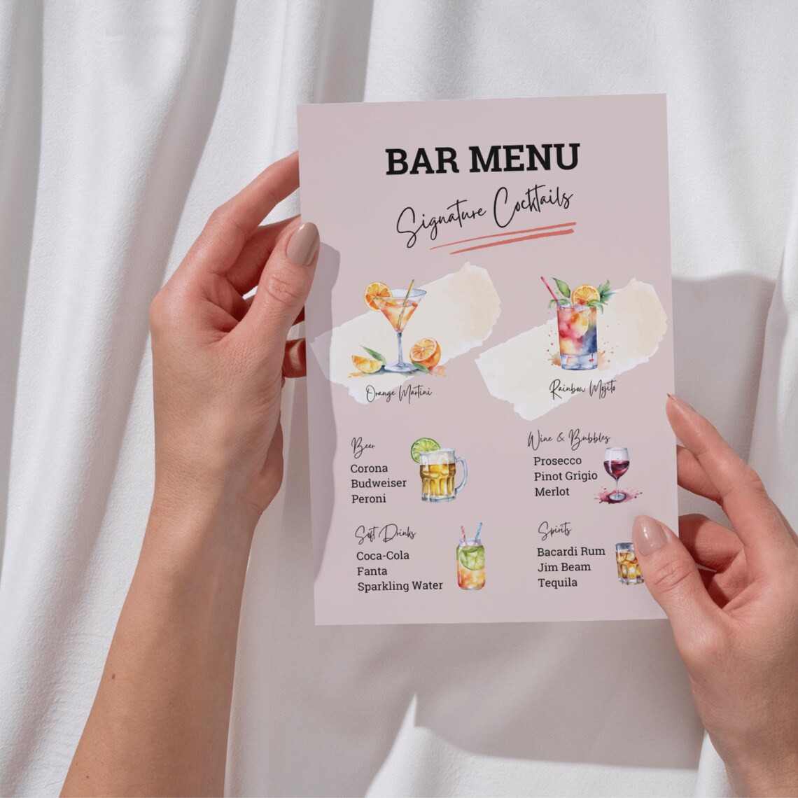 Elegant Bar Menu Template Editable Signature Cocktail Sign Modern ...