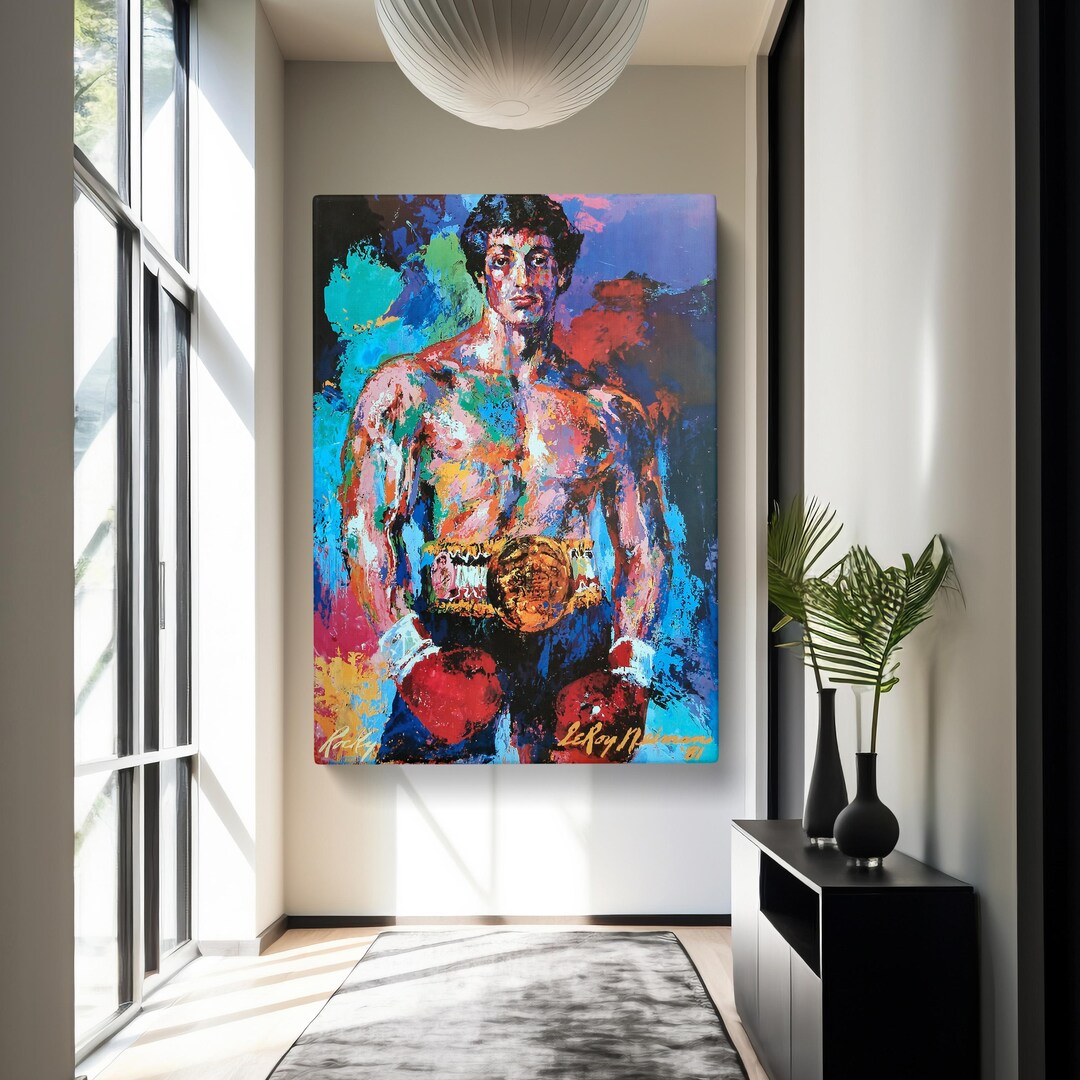 Rocky Balboa Oil Painting Print, Leroy Neiman Canvas Wall Art, Colorful ...