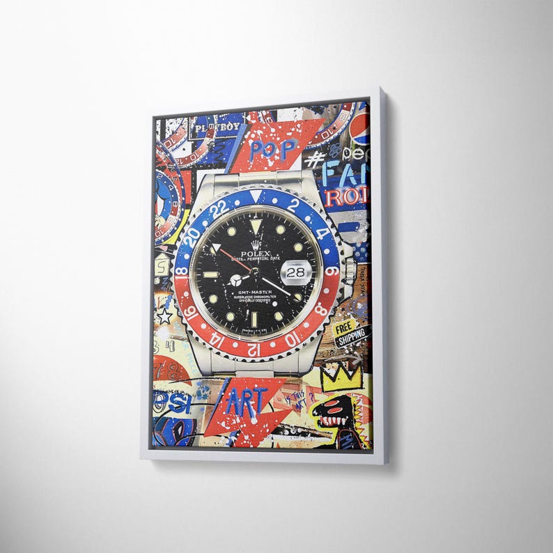 Banksy Style Rolex Pepsi Money Pop Art Canvas, Banksy Graffiti Artwork ...