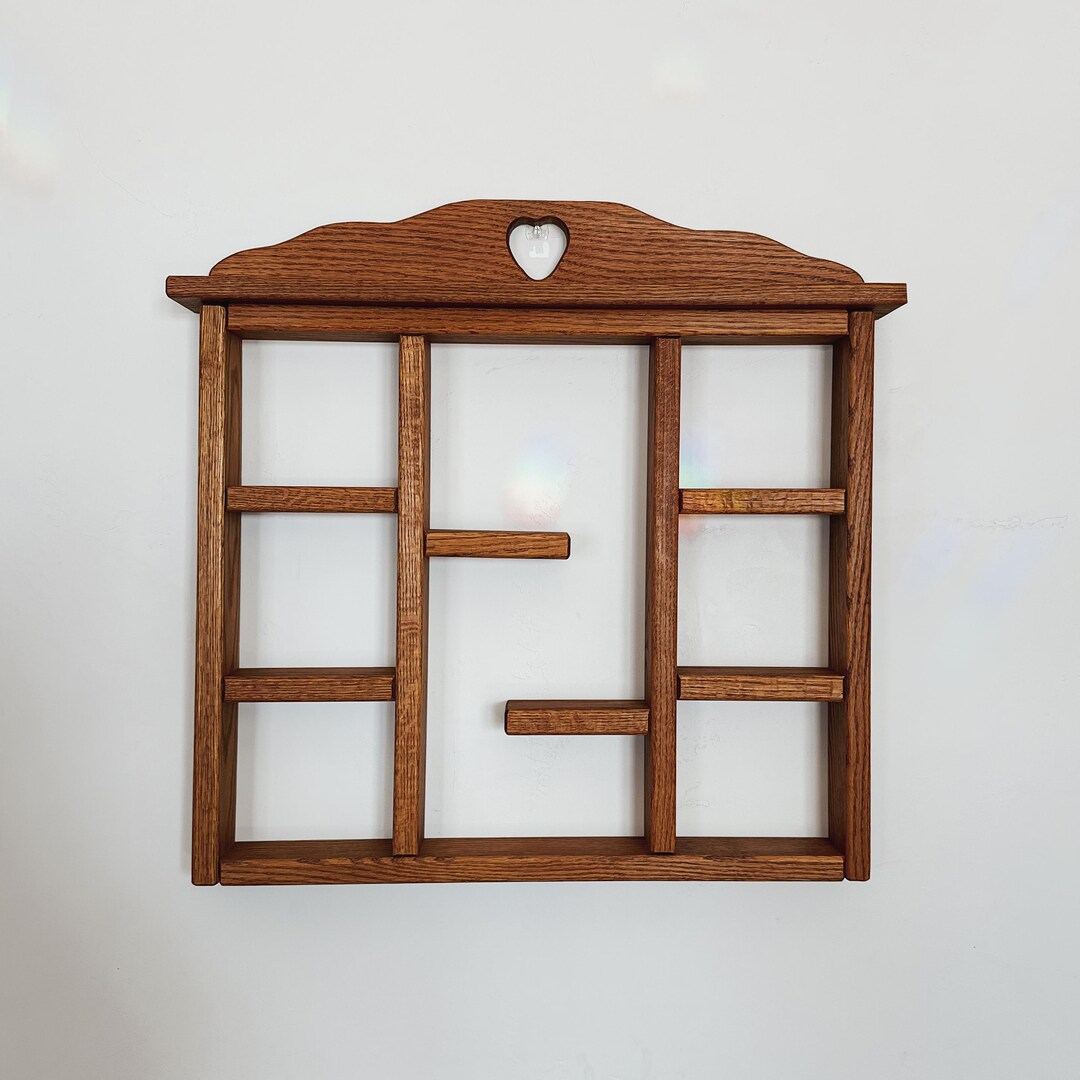 Vintage Solid Oak Trinket Shelf | Heart Cutout Knick-knack Display ...