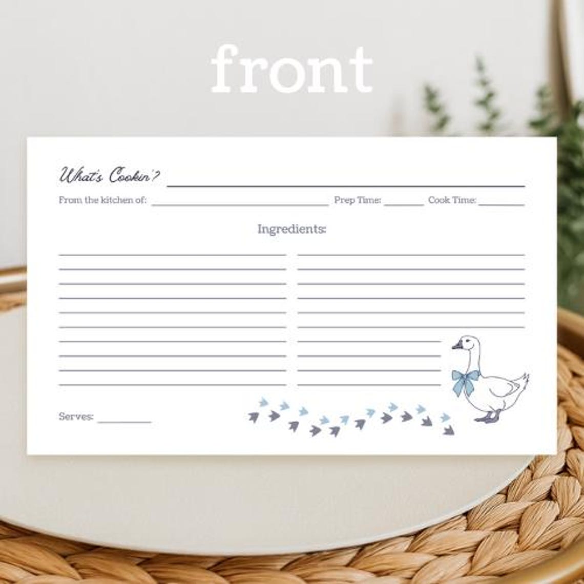 Printable What’s Cookin’ Recipe Card | Digital Download | Cottagecore ...