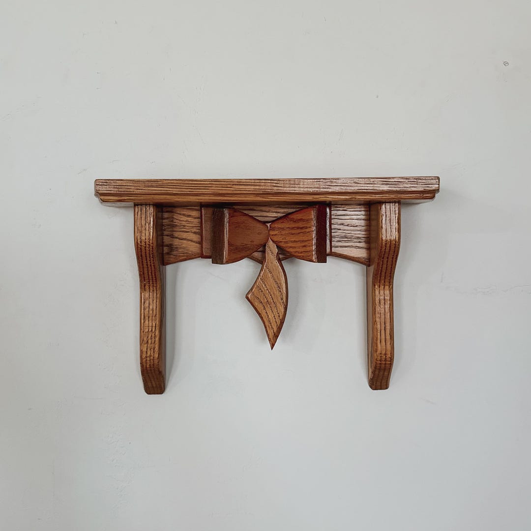 Solid Oak Bow Wall Shelf | Balletcore Decor | Coquette Room Style ...