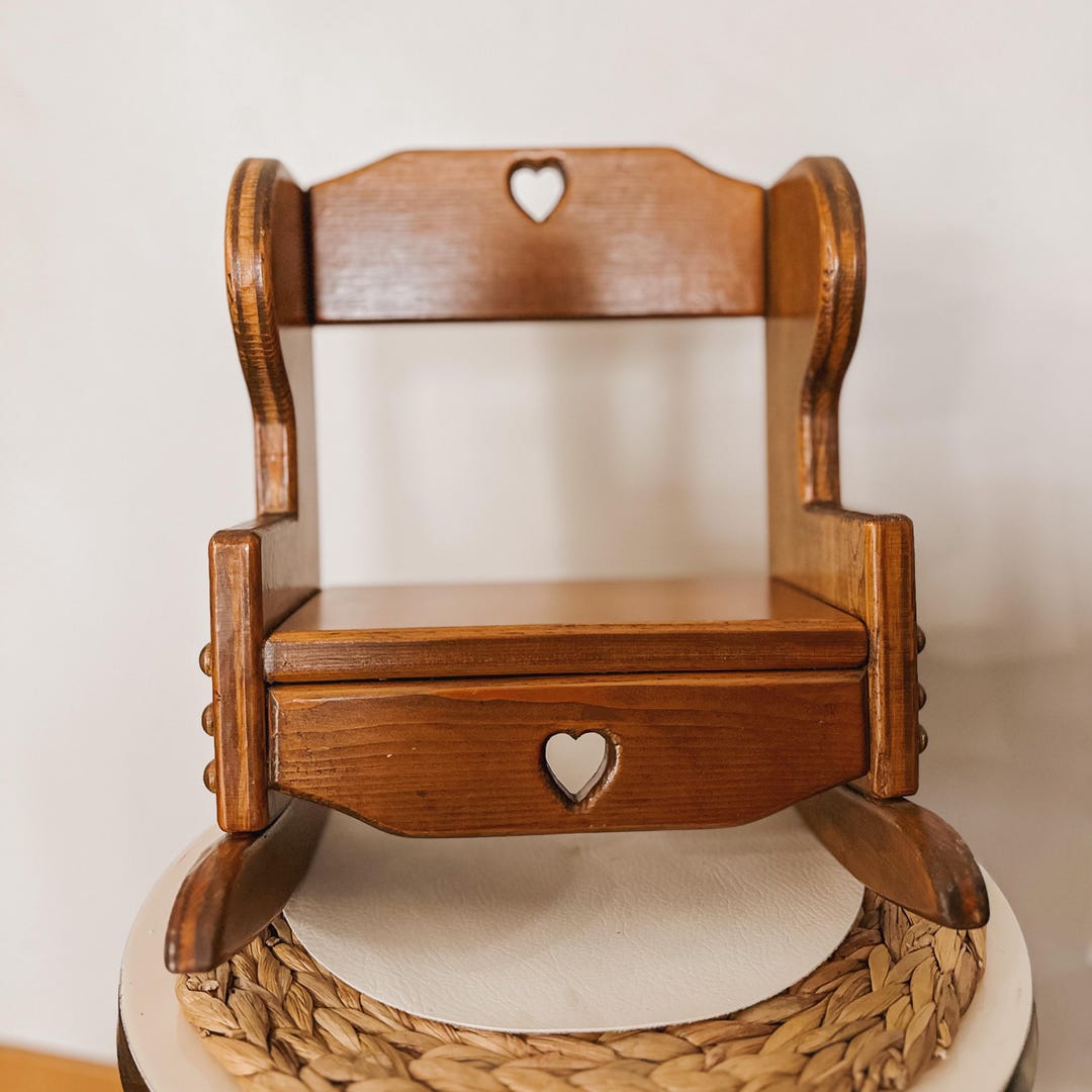 Vintage Wooden Heart Rocking Chair Bench | Mini Bookshelf | Plant Stand ...
