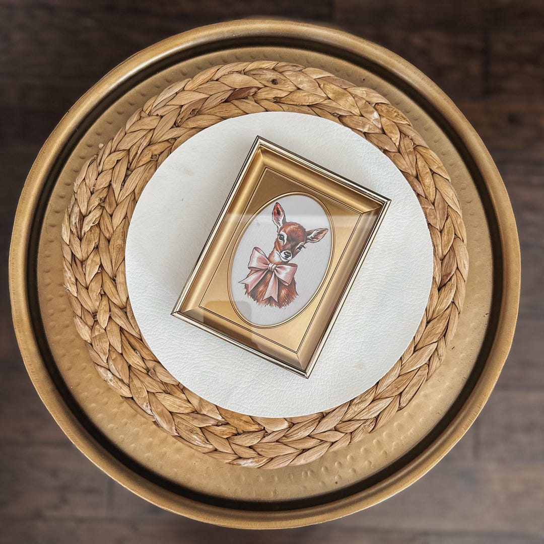 Vintage Gold Shadow Box Frame | 3x5 Oval Matted | Brass | Tabletop ...