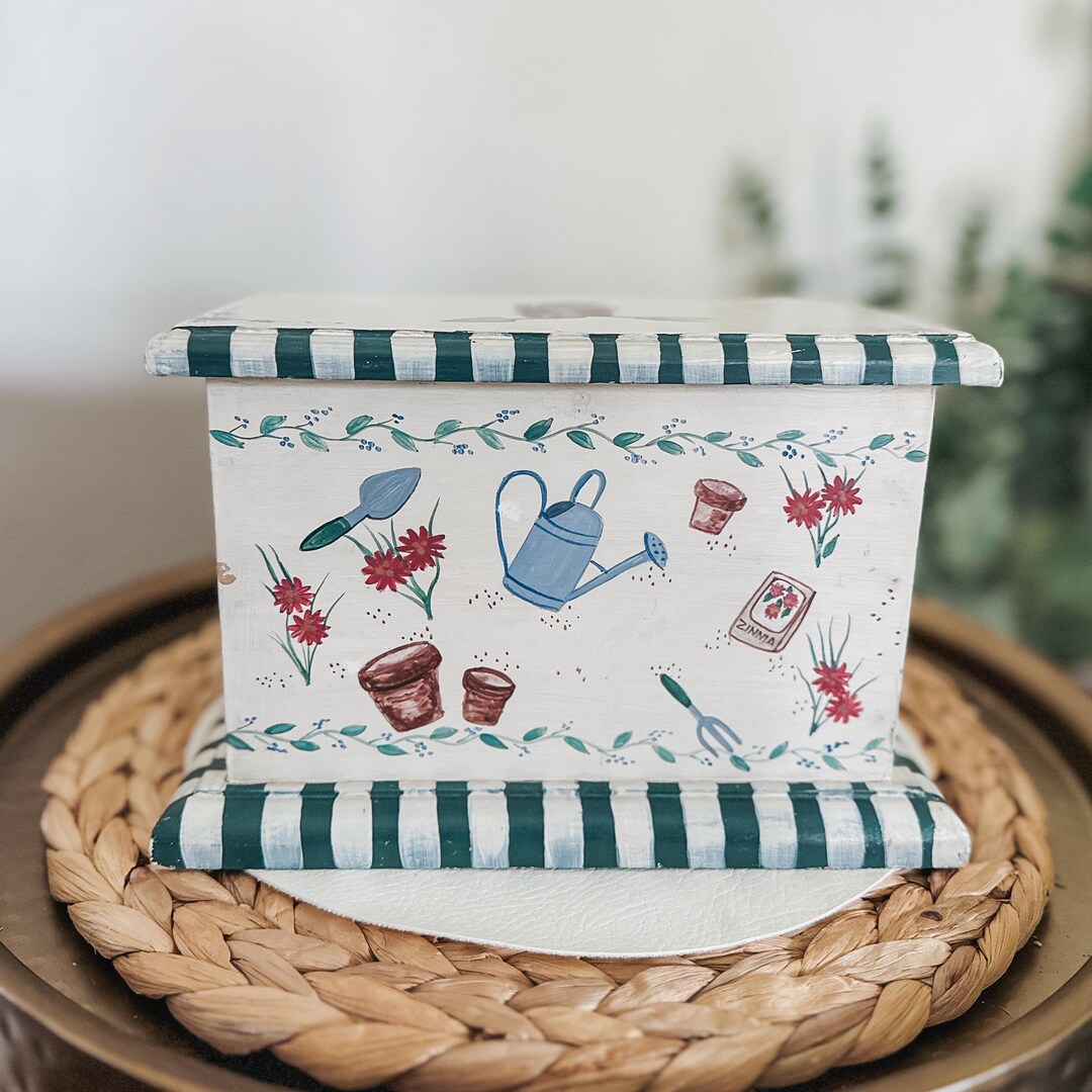 Hand-painted Vintage Seed Box | Rustic Garden Decor | Gardener Gift ...