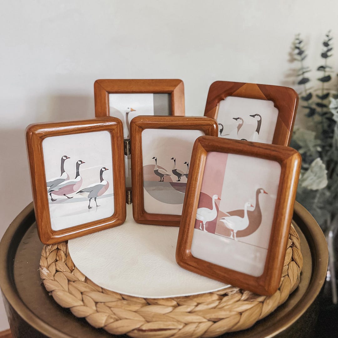 Vintage Teak Wood Picture Frames | Choice | 4x6, 3.5x5, or Hinged ...