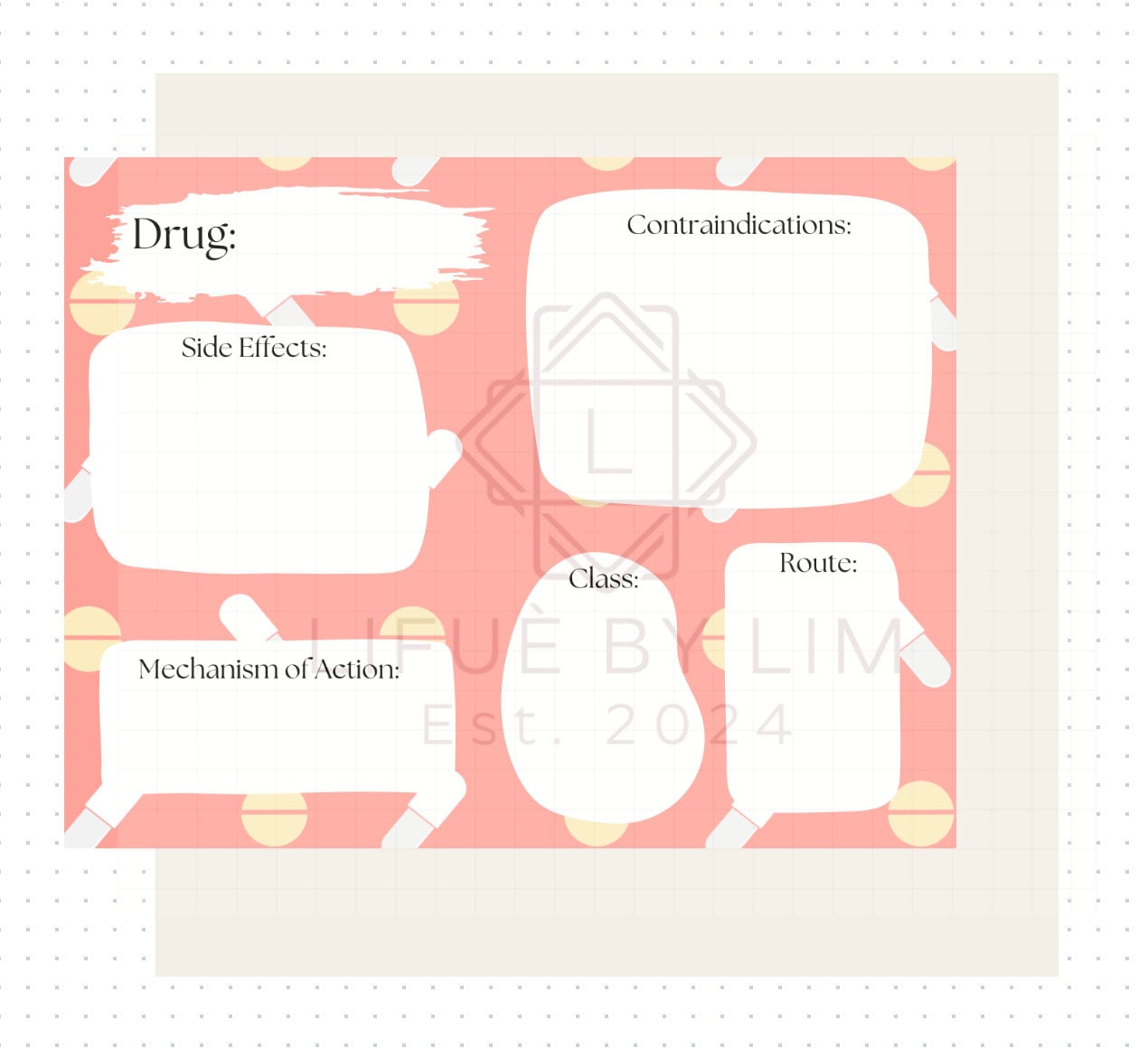 50 Medication Template Cards multicolor - Etsy
