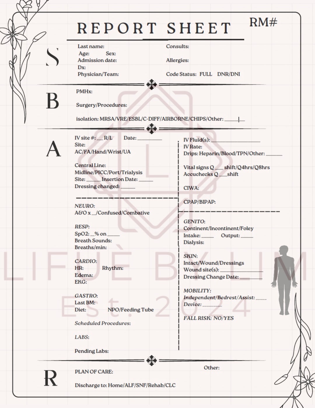 Shift Change Report, Nursing, Organize, SBAR - Etsy