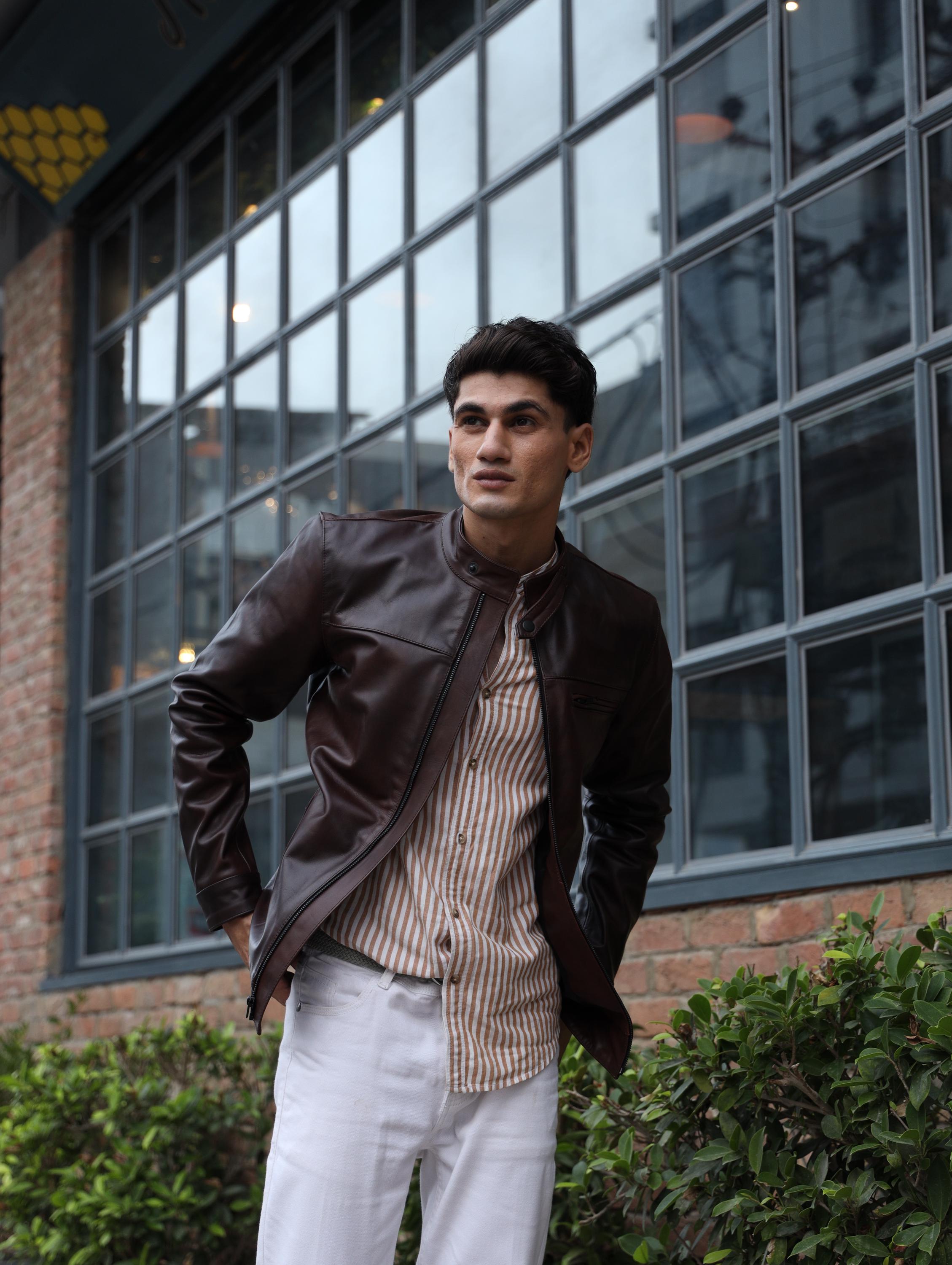 Men’s Cruiser Brown Cowhide Leather Jacket - Full Grain, Heavyweight - Etsy