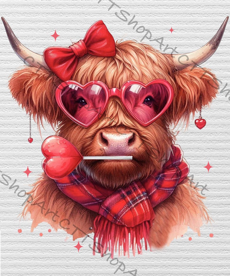 Valentine Highland Cow PNG, Cute Cow Sublimation Design, Valentine ...