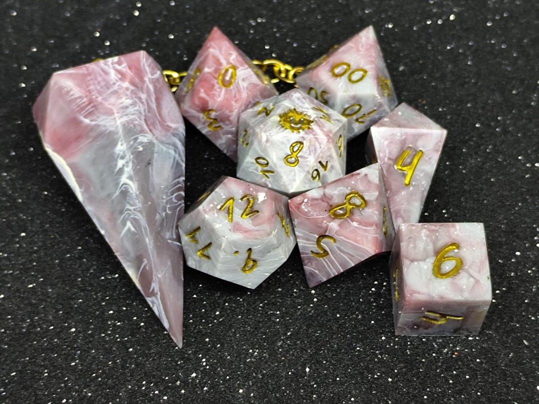 Red Marble Dnd Dice Set With Pendulum - Etsy