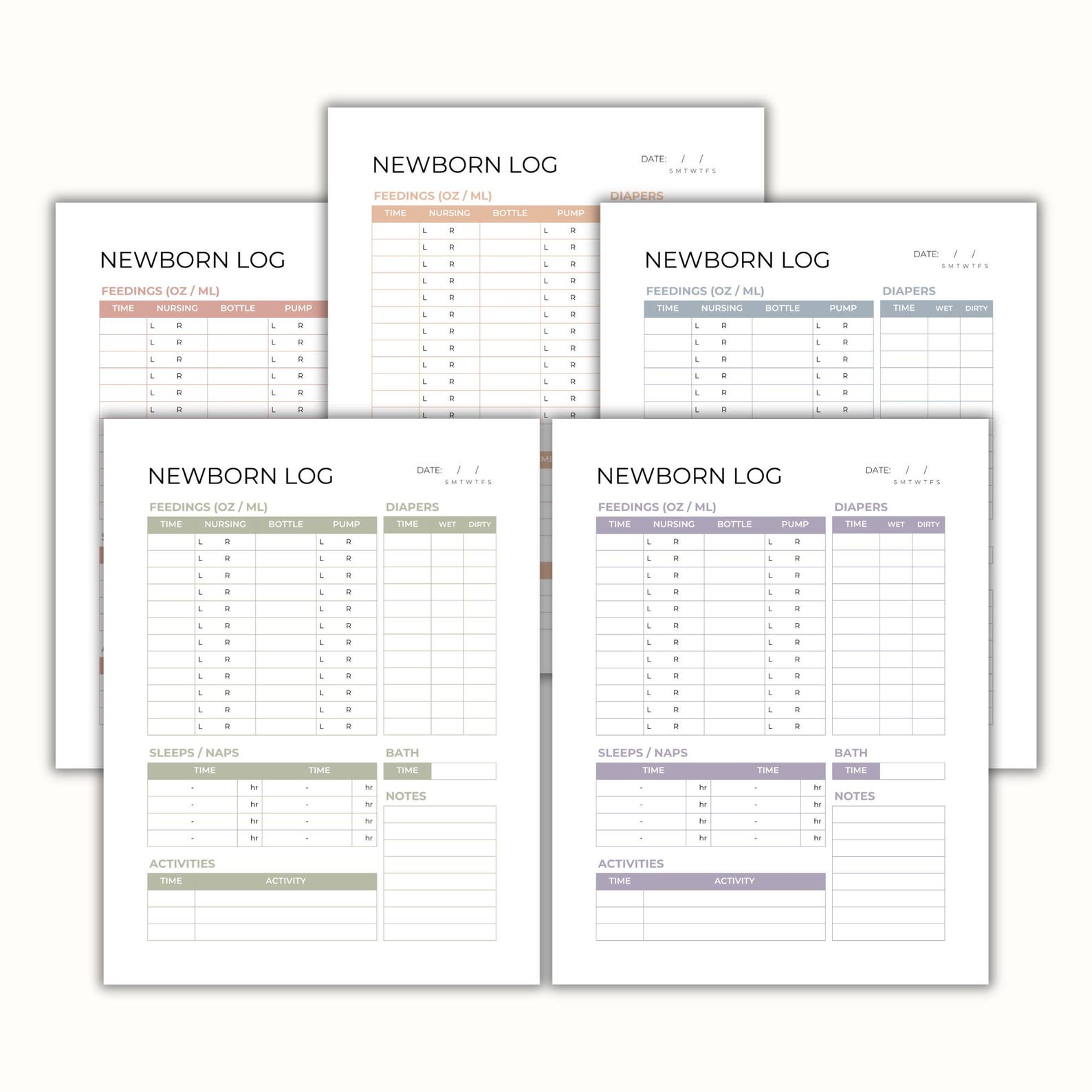 Newborn Tracker for Baby Daily Log Printable Baby Feeding Tracker Baby ...