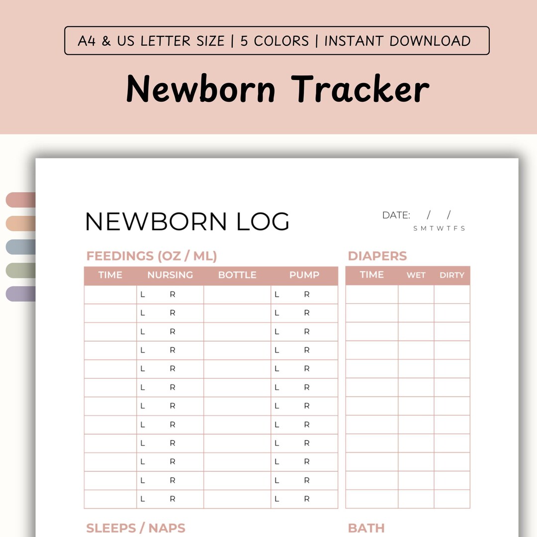 Newborn Tracker for Baby Daily Log Printable Baby Feeding Tracker Baby ...