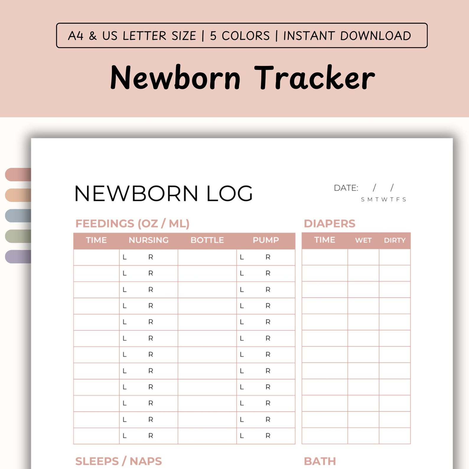 Newborn Tracker for Baby Daily Log Printable Baby Feeding Tracker Baby ...