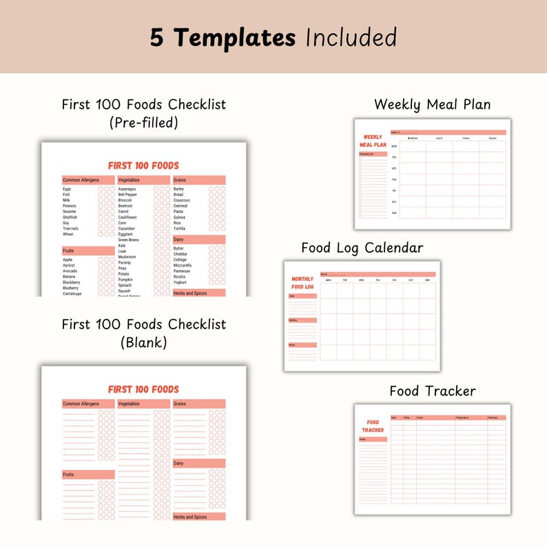 Printable Baby First Food Tracker Baby Meal Planner for Baby Led ...