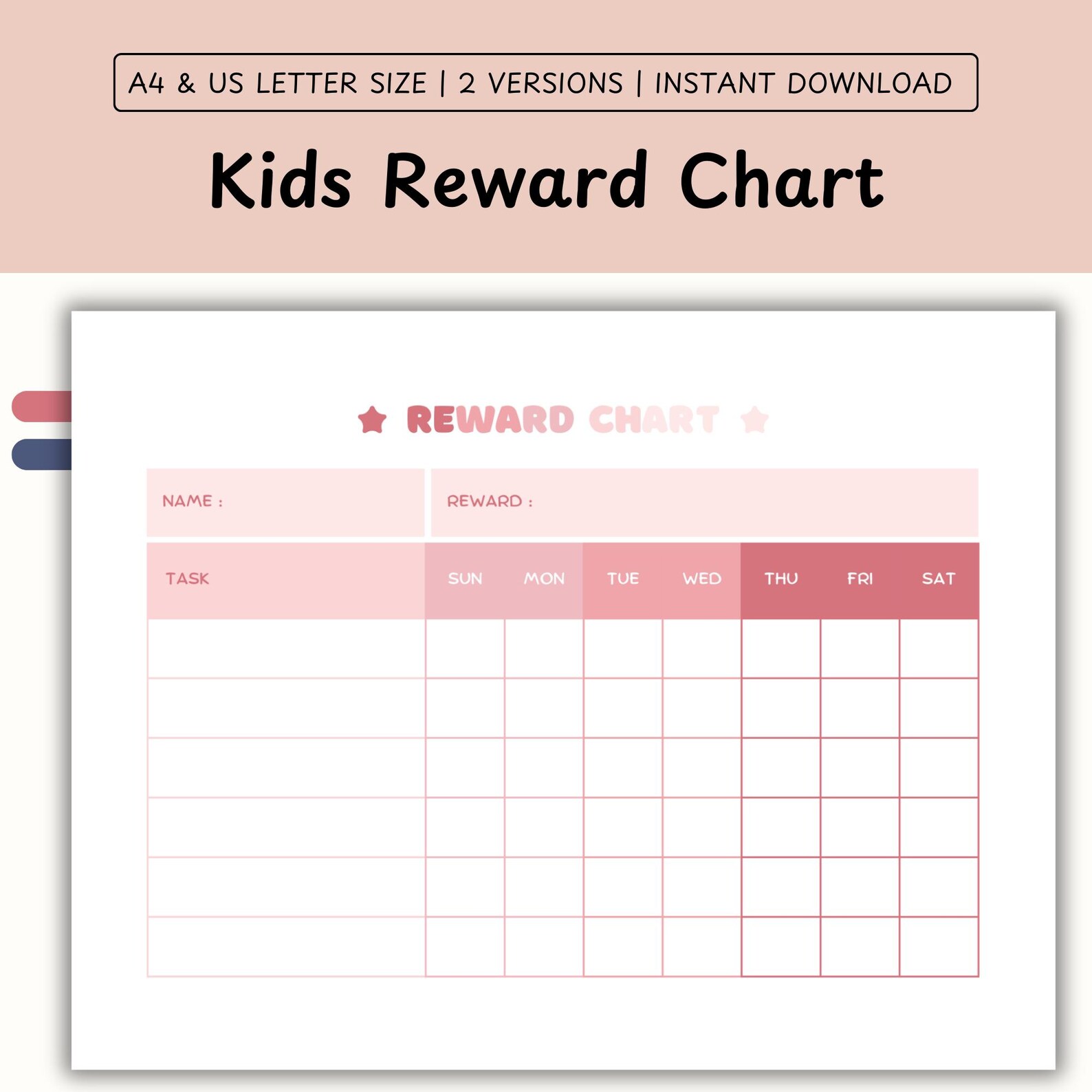 Toddler Reward Chart for Kids Printable Behavior Chart for Kids ...