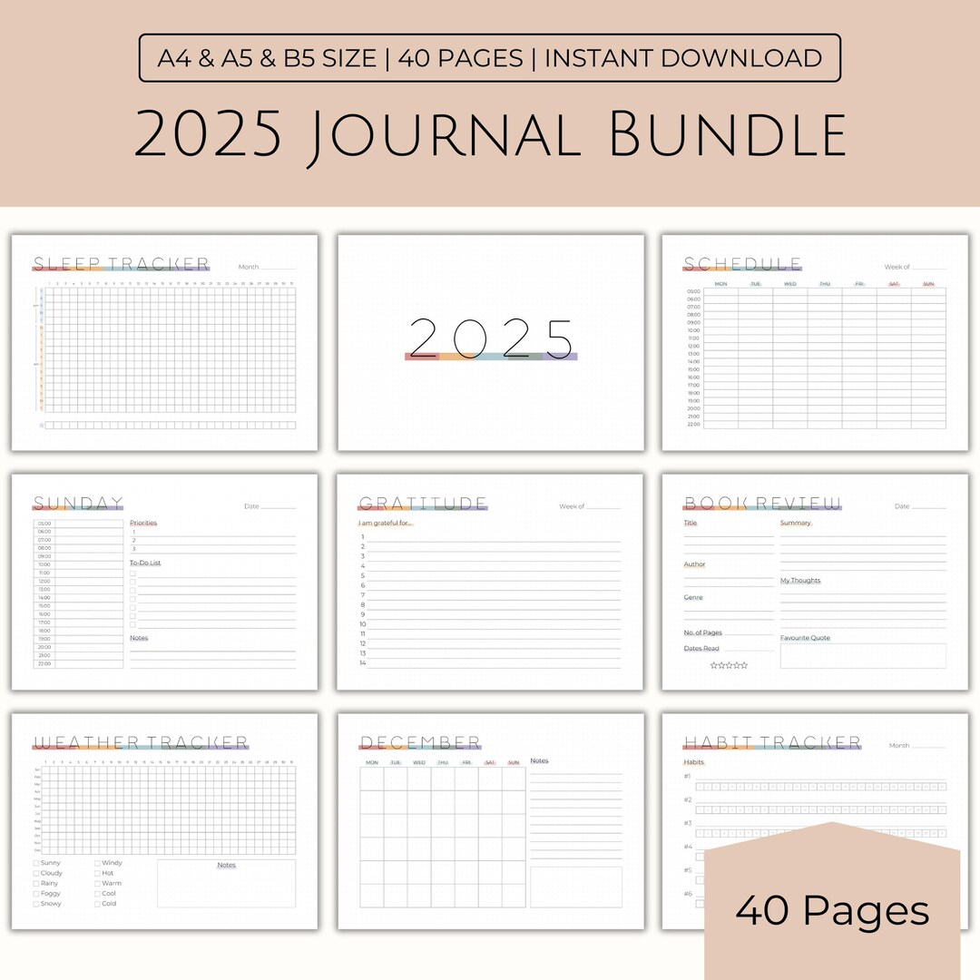 2025 Journal Bundle Printable Journal Pages Template Digital Planner ...