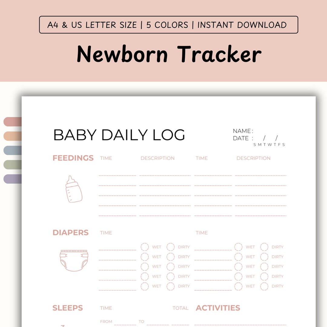 Newborn Tracker for Baby Daily Log Printable Baby Feeding Tracker Baby ...