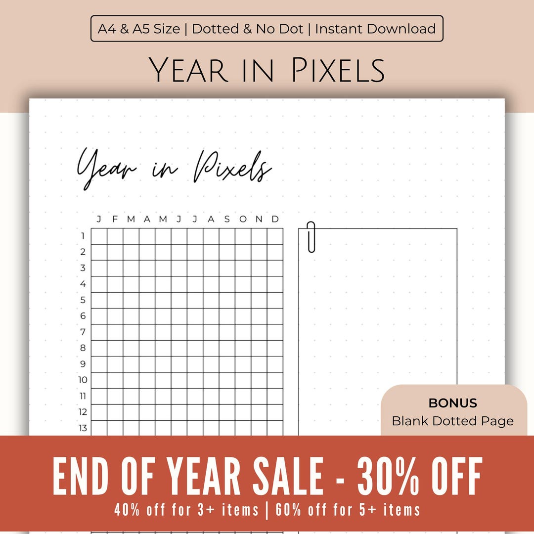 Year in Pixels Tracker, Daily Tracker, Yearly Tracker, Daily Mood ...