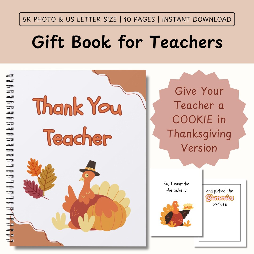 Thank You Teacher Gift for Teacher Gift Book Printable Teacher ...