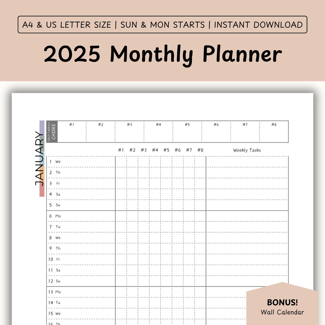 2025 Dated Monthly Planner on One Page Monthly Organizer Digital 2025 ...