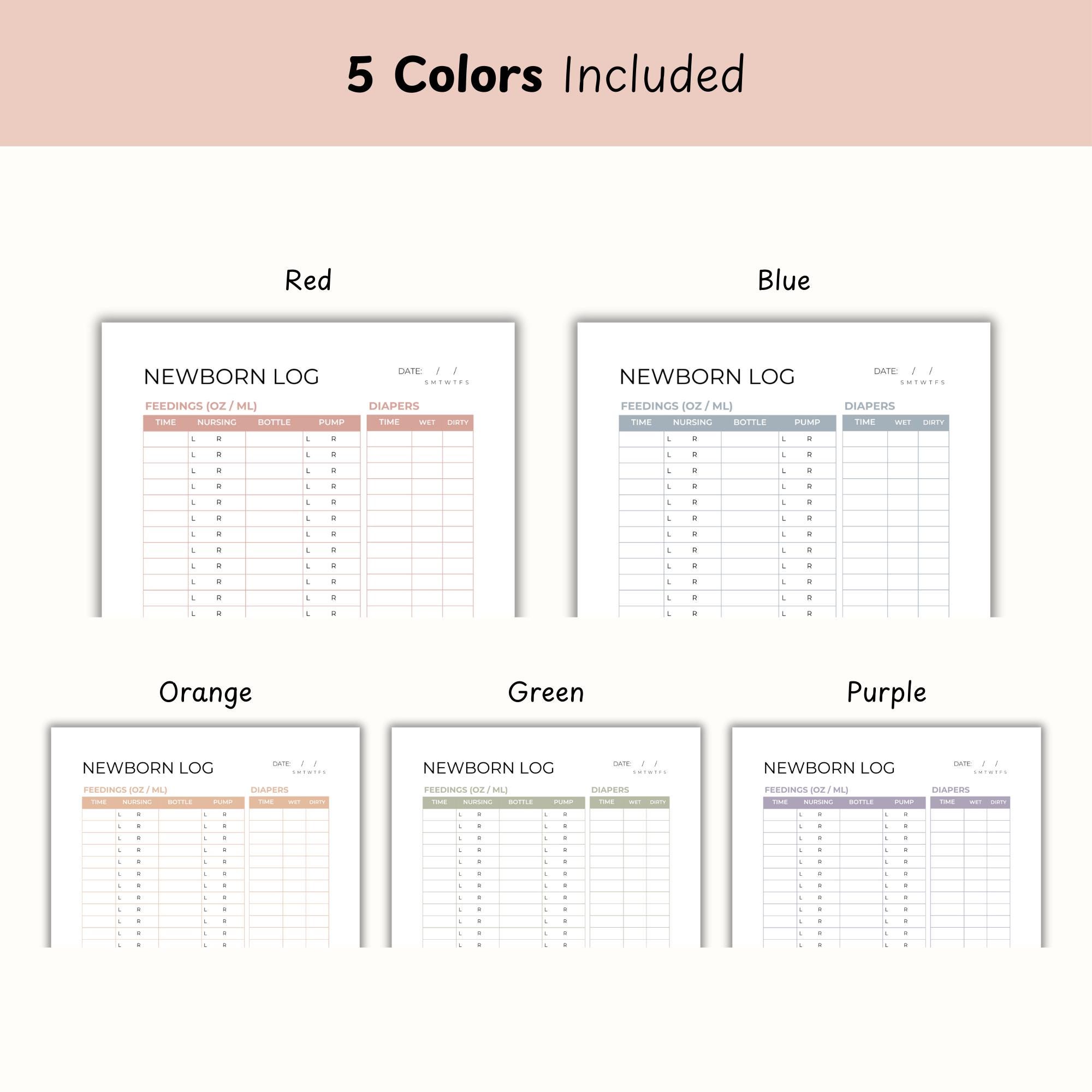 Newborn Tracker for Baby Daily Log Printable Baby Feeding Tracker Baby ...