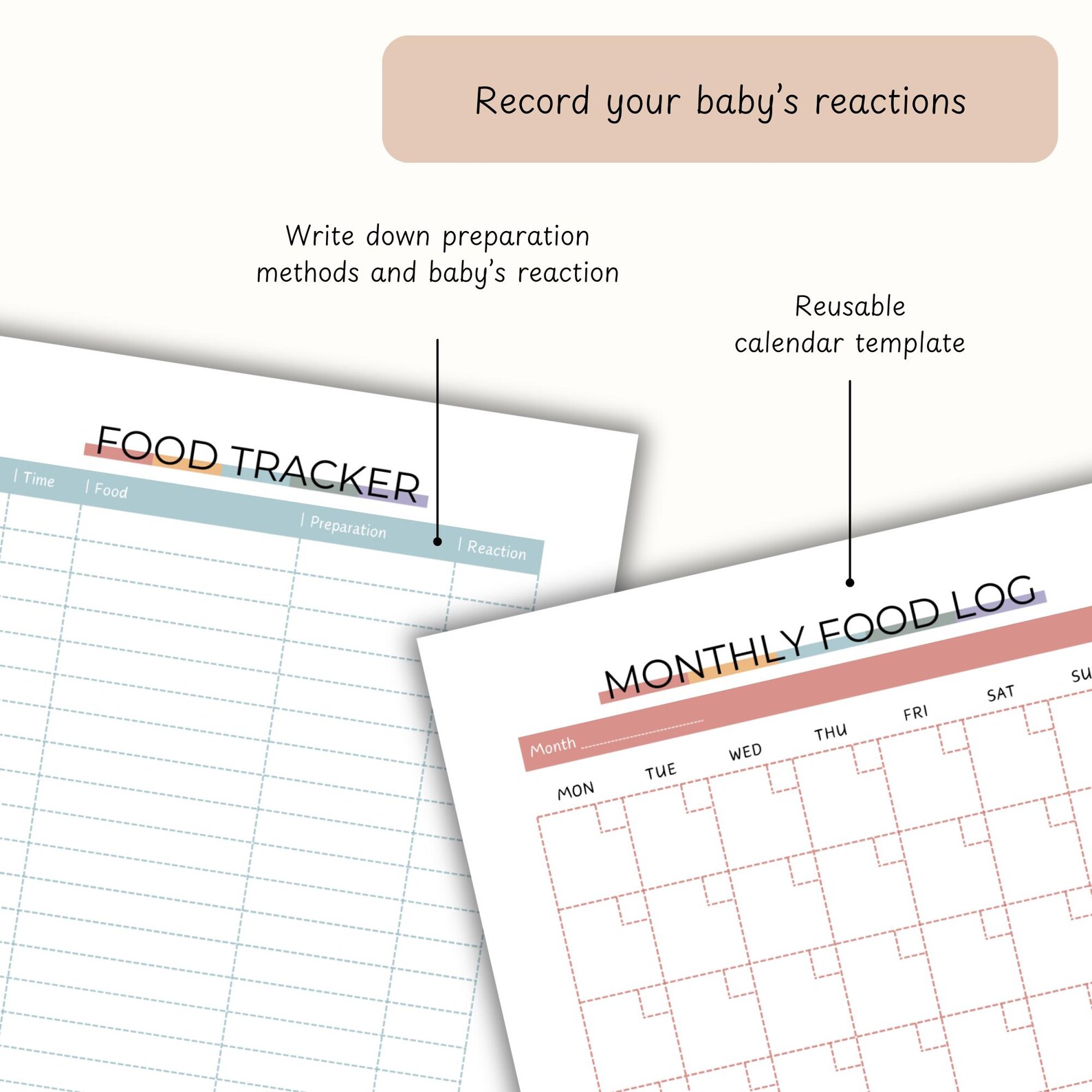 Baby Food Tracker Printable Baby First Food Checklist First 100 Food ...