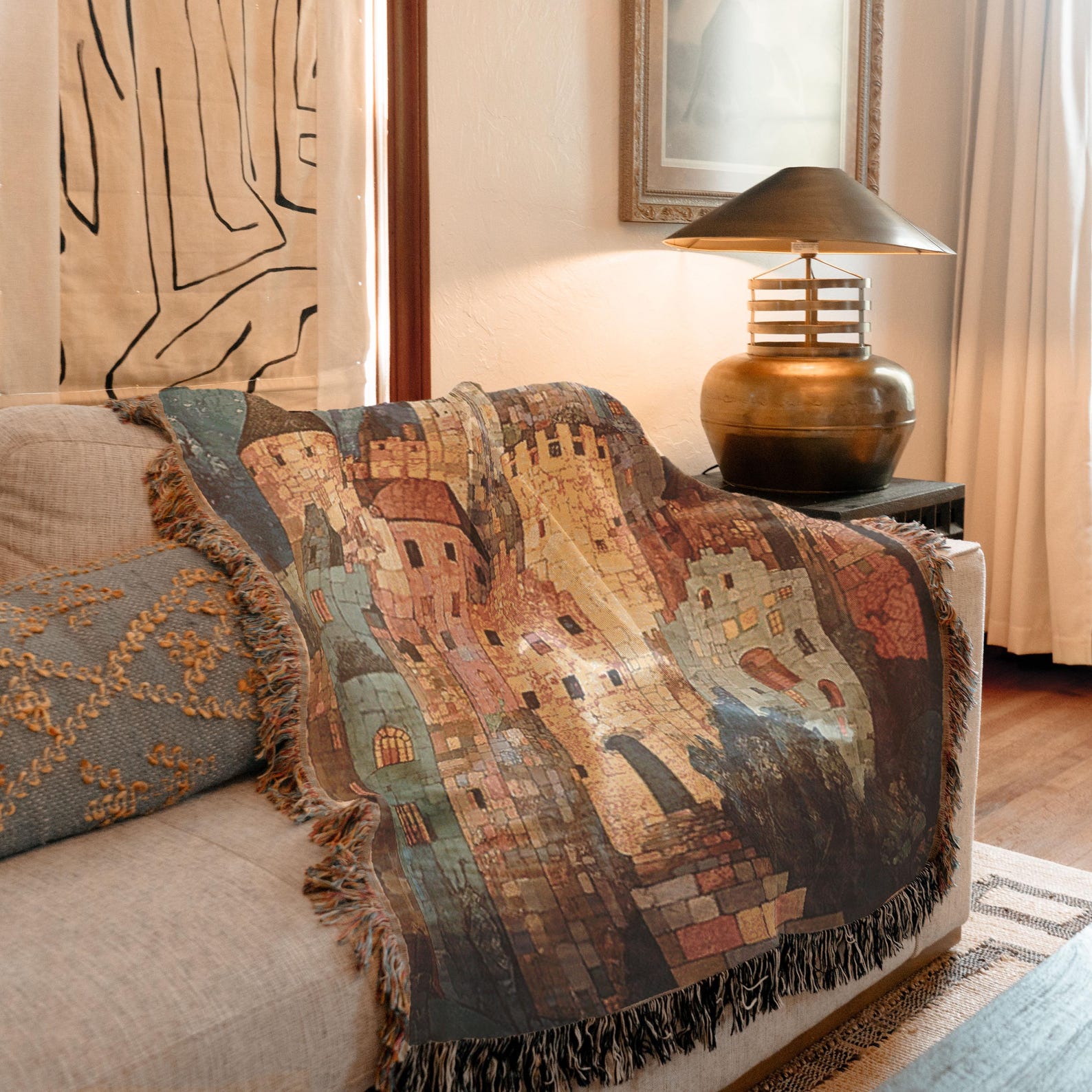 Medieval Castle Woven Blanket, Tapestry Wall Hanging, Fine Art Homeware ...
