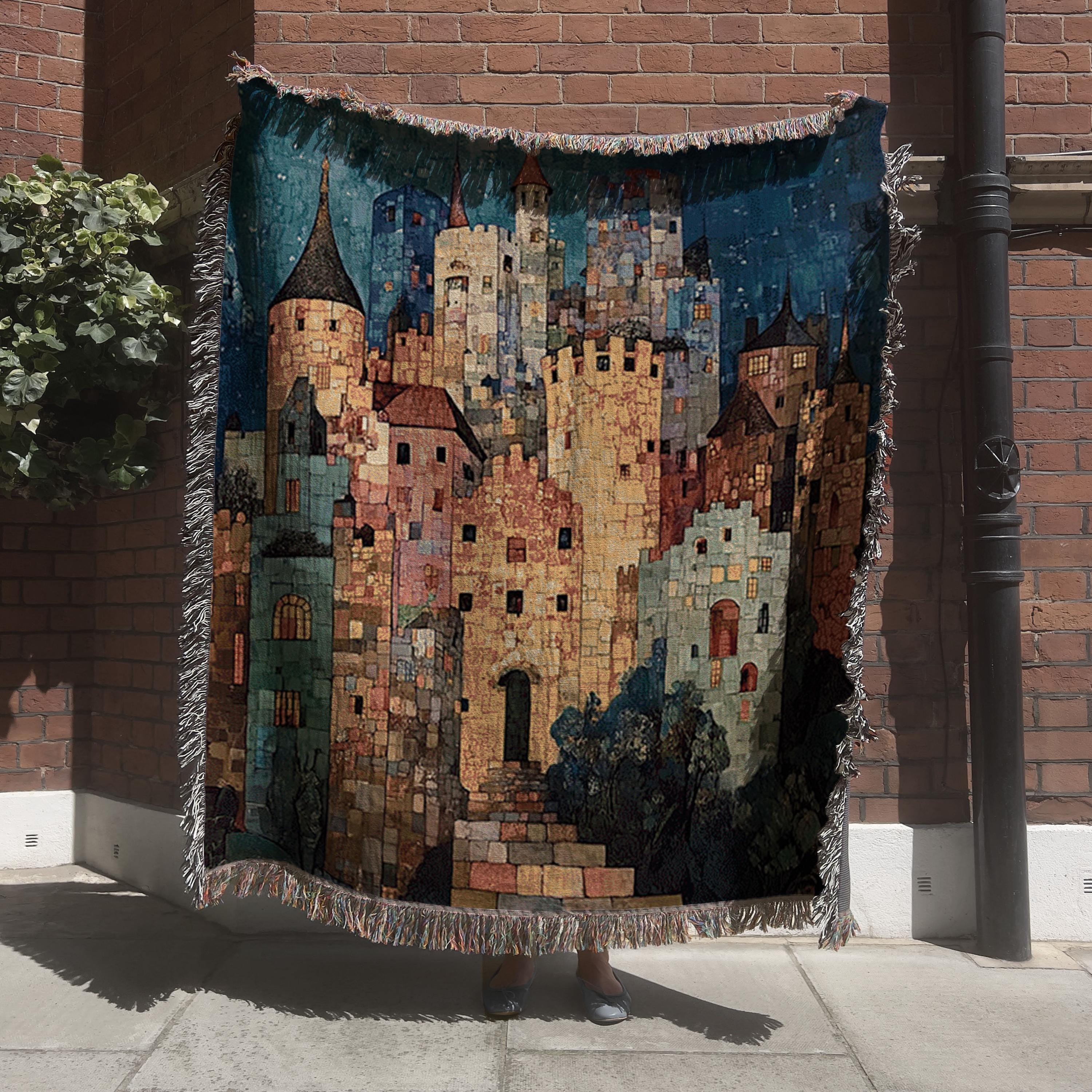 Medieval Castle Woven Blanket, Tapestry Wall Hanging, Fine Art Home ...