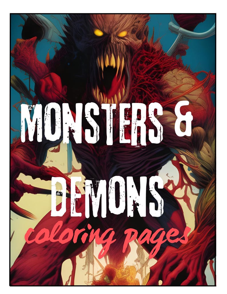Monsters and Demons Coloring Pages - Etsy