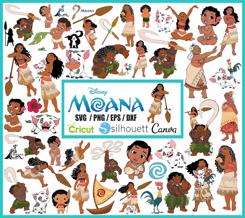 Moana Clipart Bundle: SVG, PNG, Alphabet Font (digital Download) - Etsy