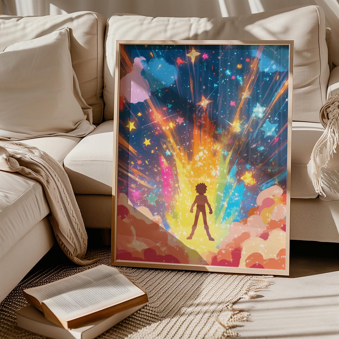 Rainbow Explosion | Hyperpop Art Print | Neon Anime Glitch Poster | Y2K ...