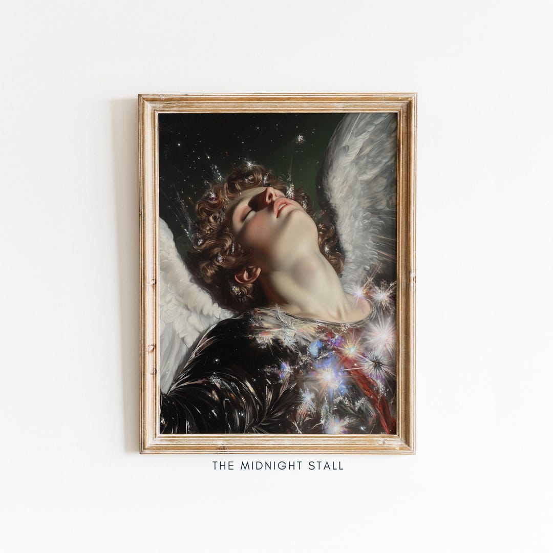 Celestial Warrior Angel Digital Print, Ethereal Wall Art, Baroque Male ...