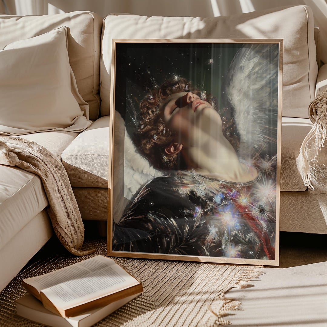 Celestial Warrior Angel Digital Print, Ethereal Wall Art, Baroque Male ...