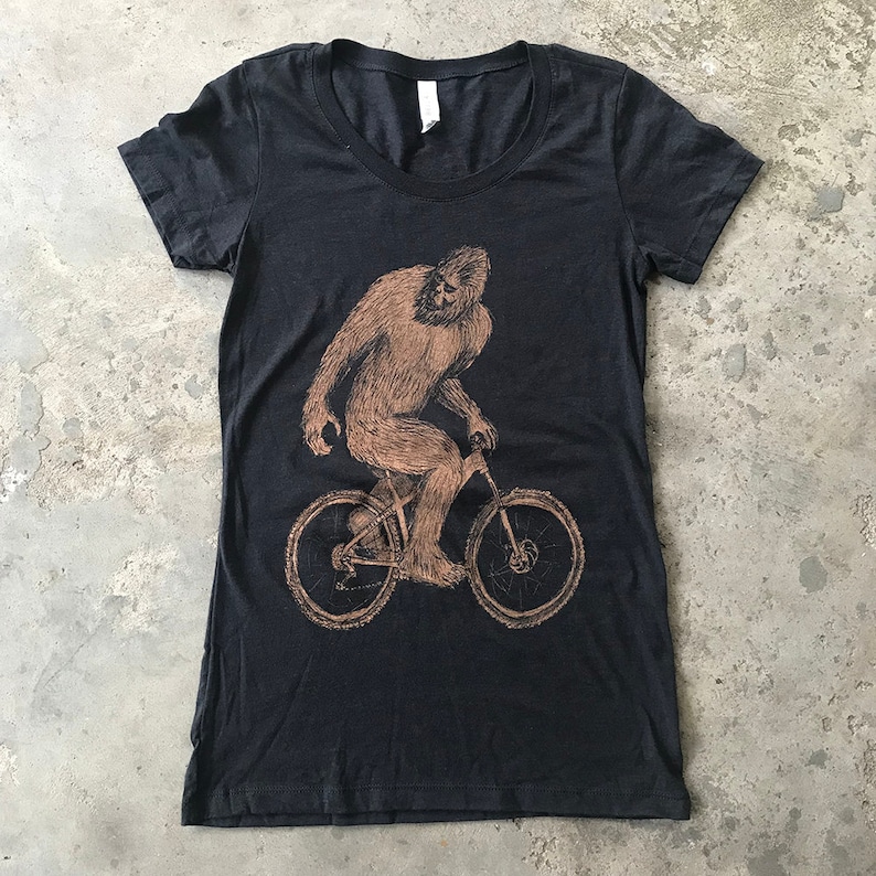 Bigfoot Shirt Bigfoot Riding A Bicycle Screen Printed - Etsy