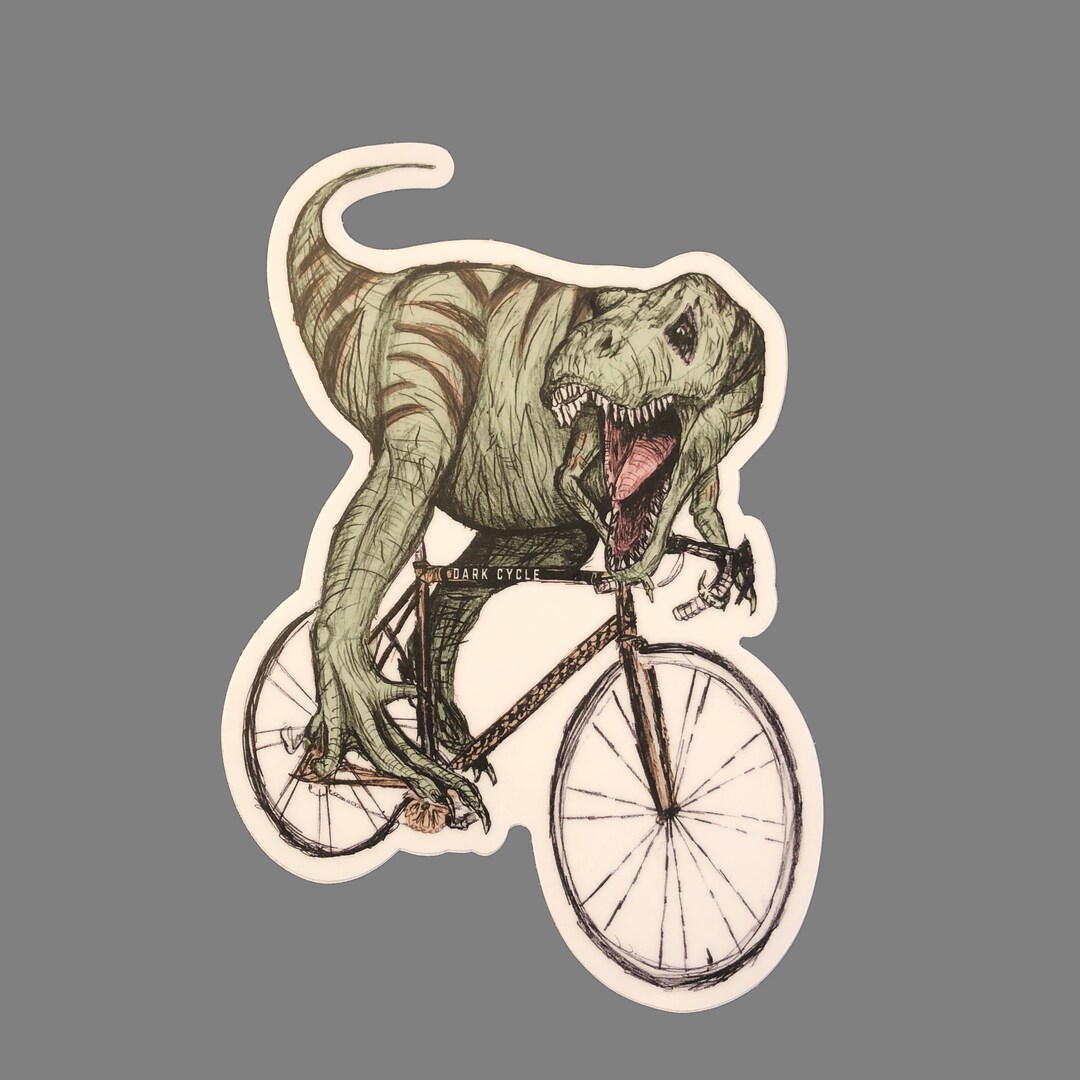 T-rex on Bicycle Vinyl Sticker - Dinosaur Lover Gift - Etsy