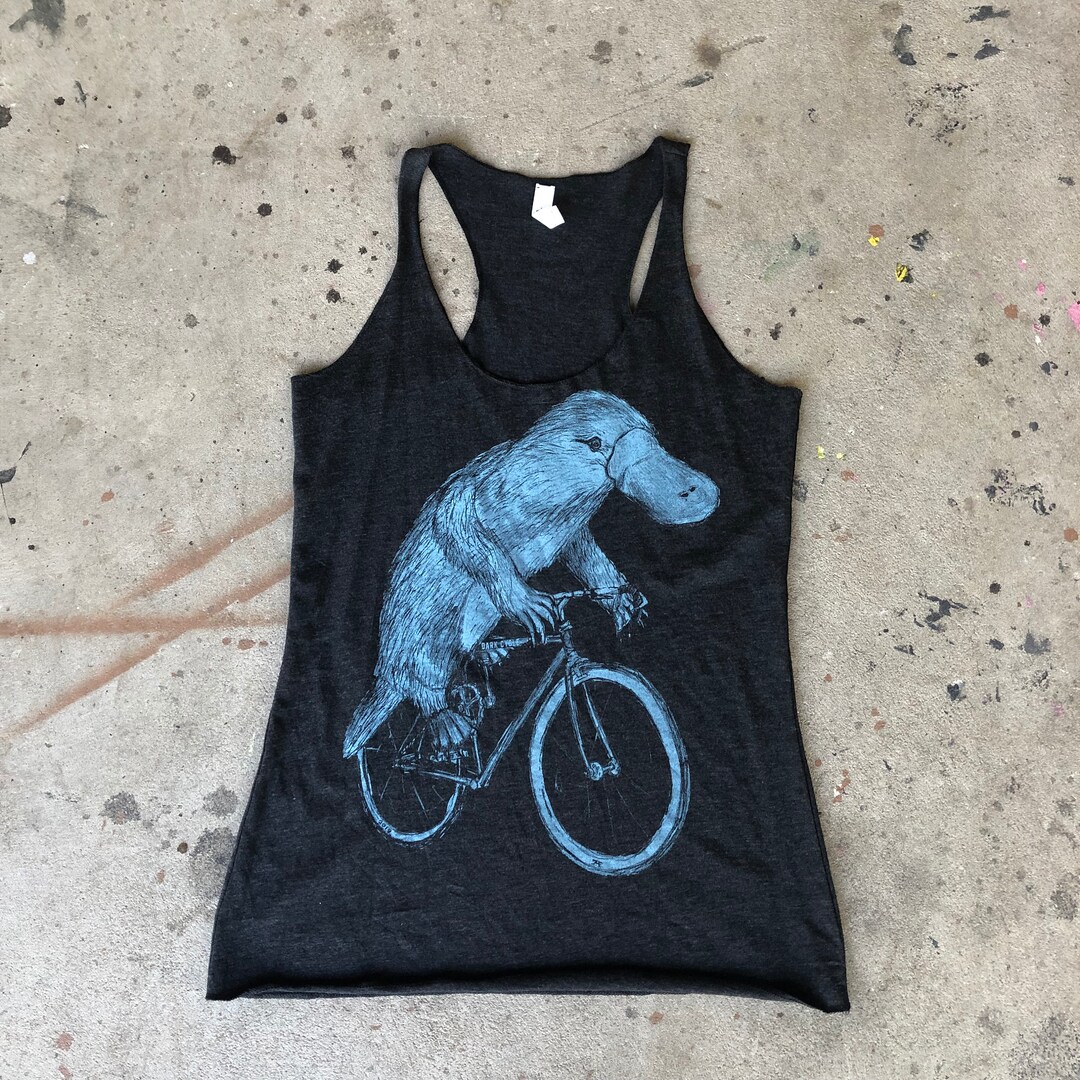 Platypus Riding Bicycle Tank Top - Screen Printed Women's Bike Shirt - Etsy