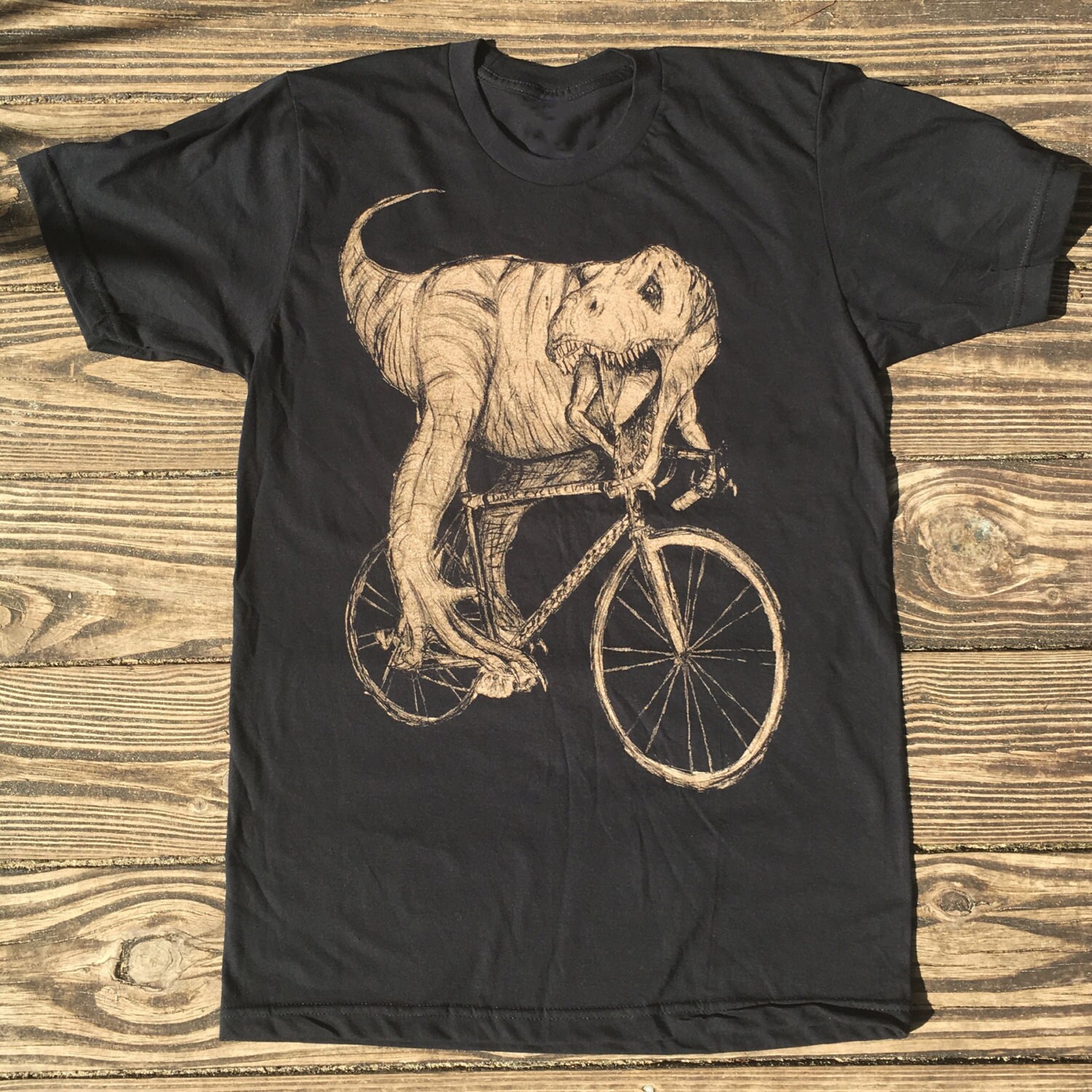 Bicycling T-rex Shirt Screen Printed Unisex Shirt Dinosaur - Etsy