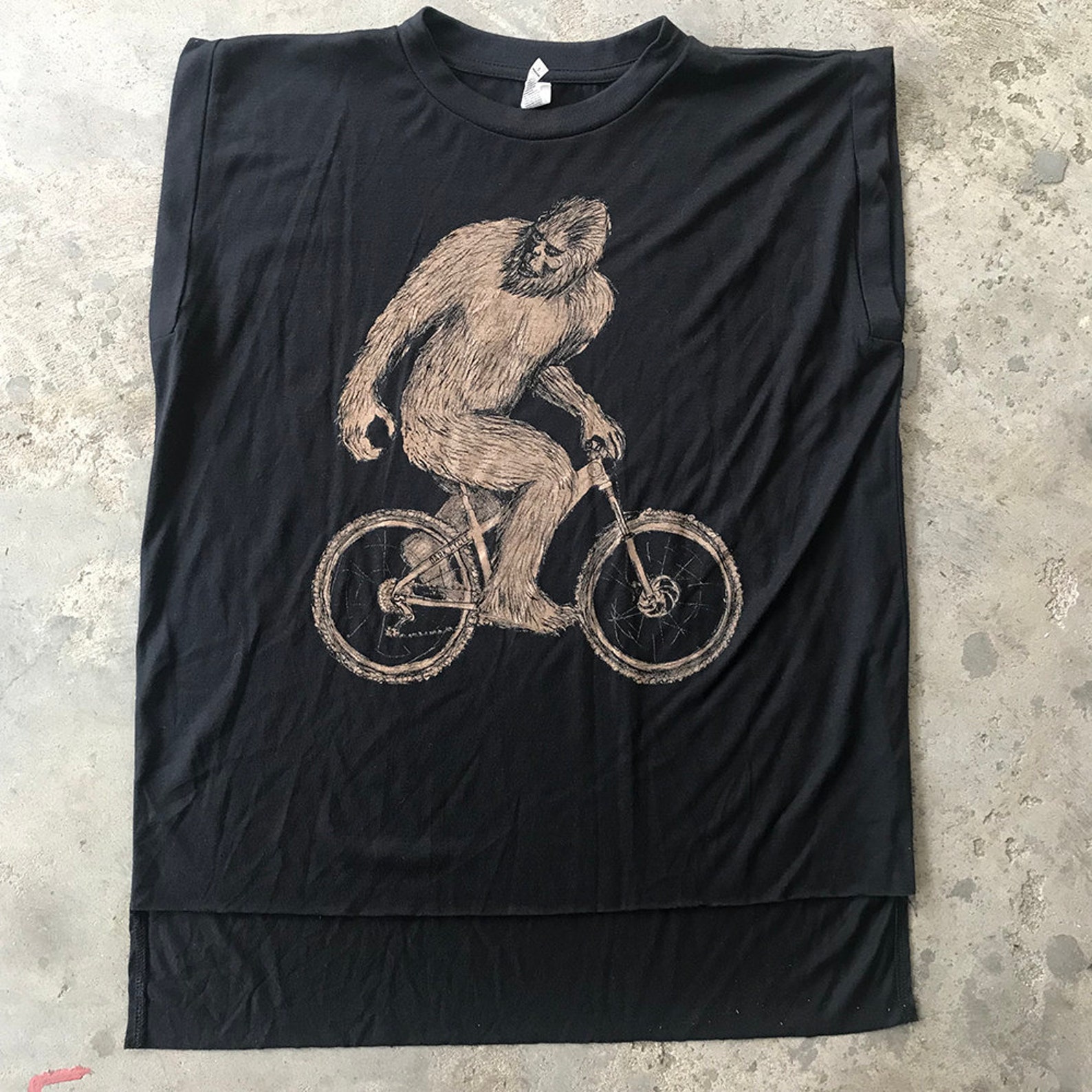 Bigfoot Shirt Bigfoot Riding A Bicycle Screen Printed - Etsy