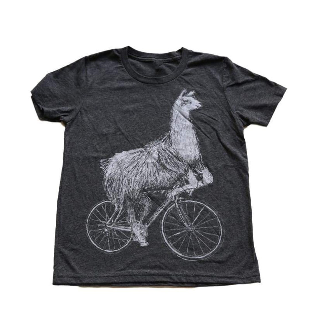 Llama Shirt - Llama Riding A Bicycle - Screen Printed Kids Shirt for ...