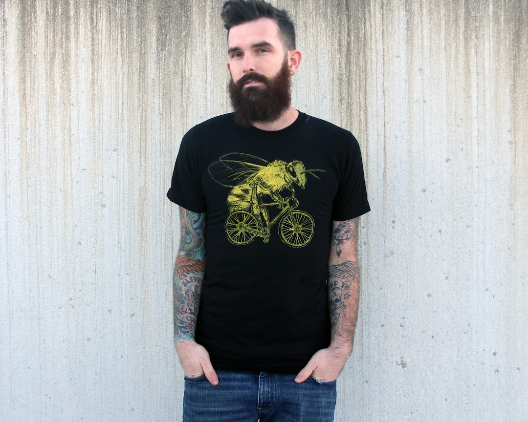 Bee on Bicycle T-shirt: Hand-screened Graphic Tee - Etsy