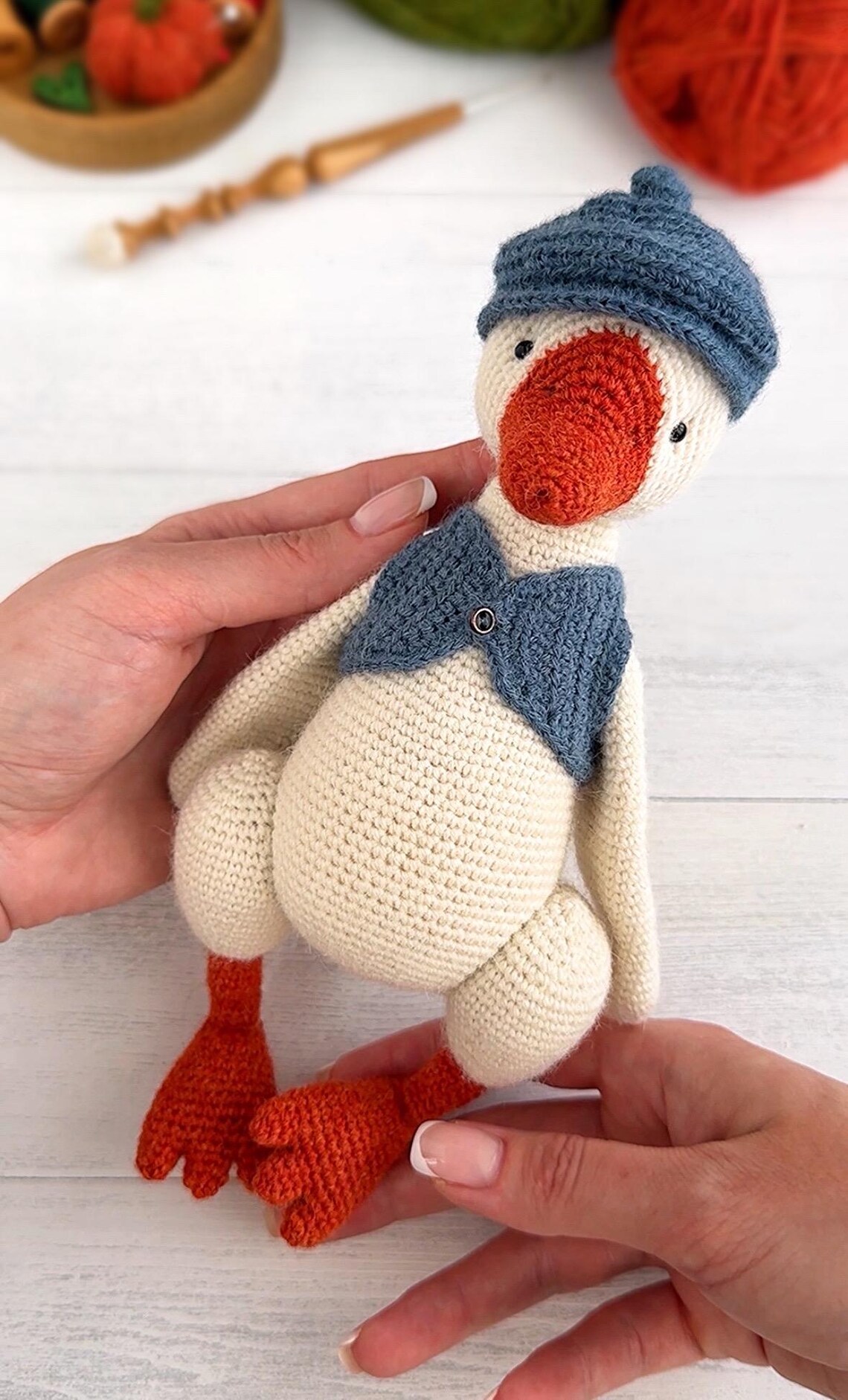 Goose Crochet Pattern, Amigurumi Goose With Cap and Vest Pattern, PDF ...