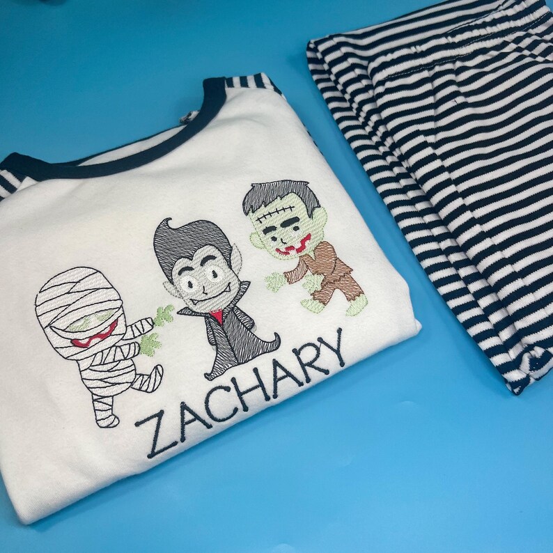 Monster Zombie Halloween Set | Halloween | Loungewear | Embroidery ...