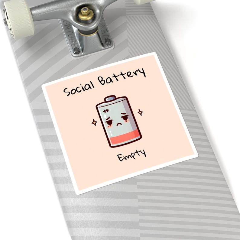 Social Battery Empty Square Sticker - Etsy
