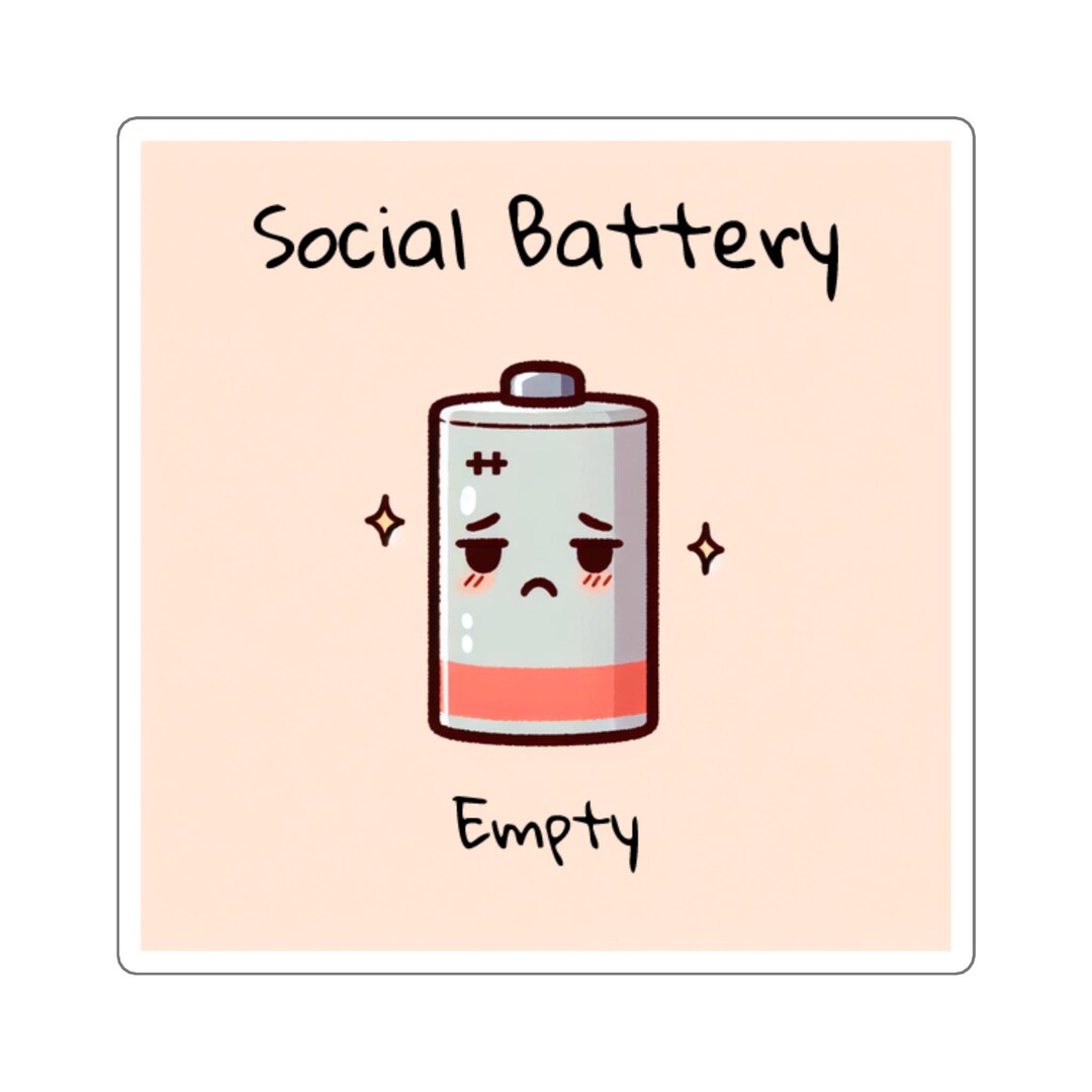 Social Battery Empty Square Sticker - Etsy