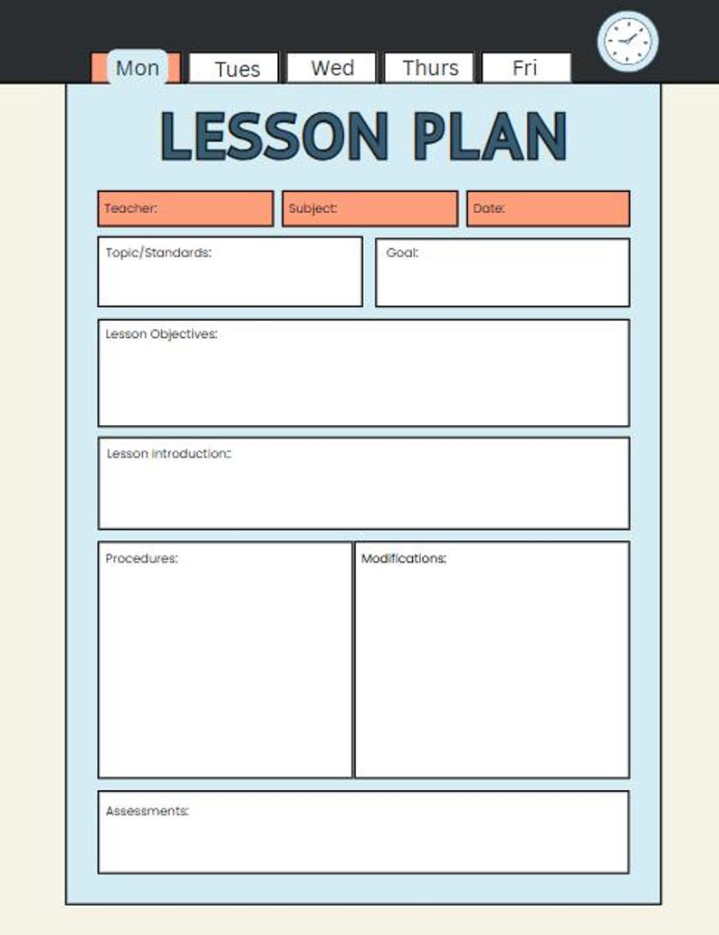 Editable Lesson Plan Pack | Monday-friday Templates & Sub Plan | Fully ...