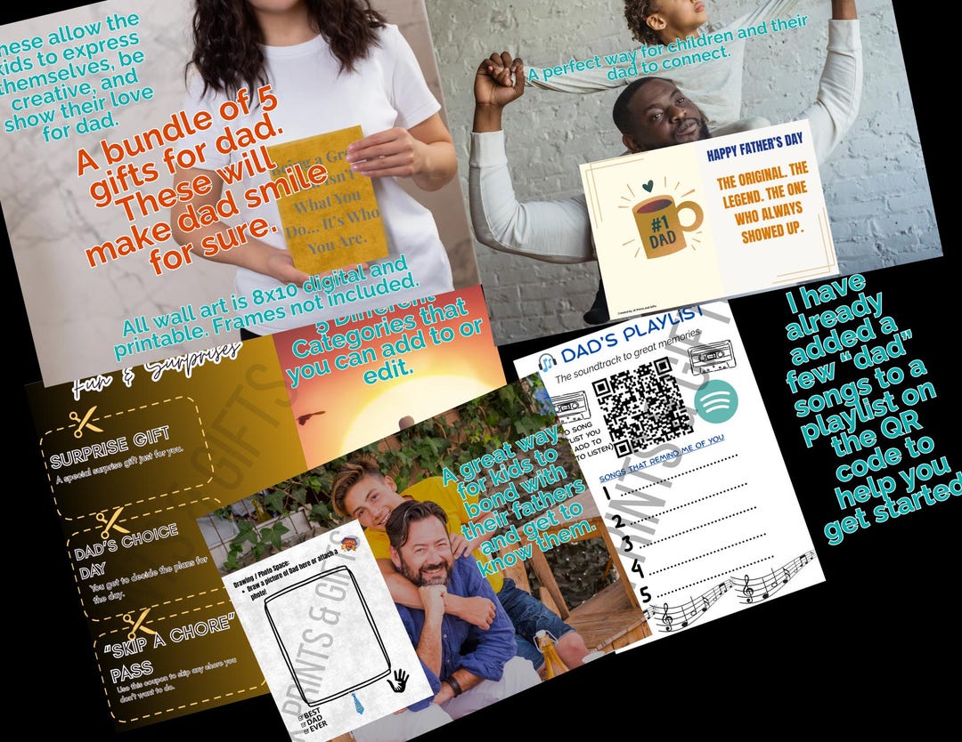 Father’s Day Printable Gift Bundle Canva Templates, Instant Download ...